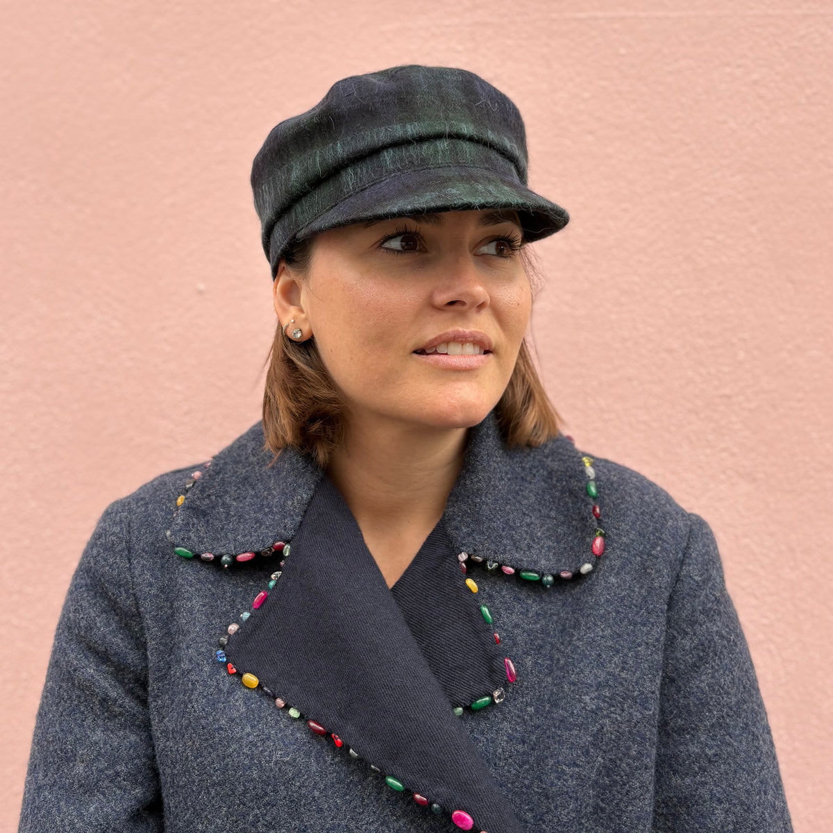 Anthony Peto Dark Green Tartan Wool Hat — The Cross