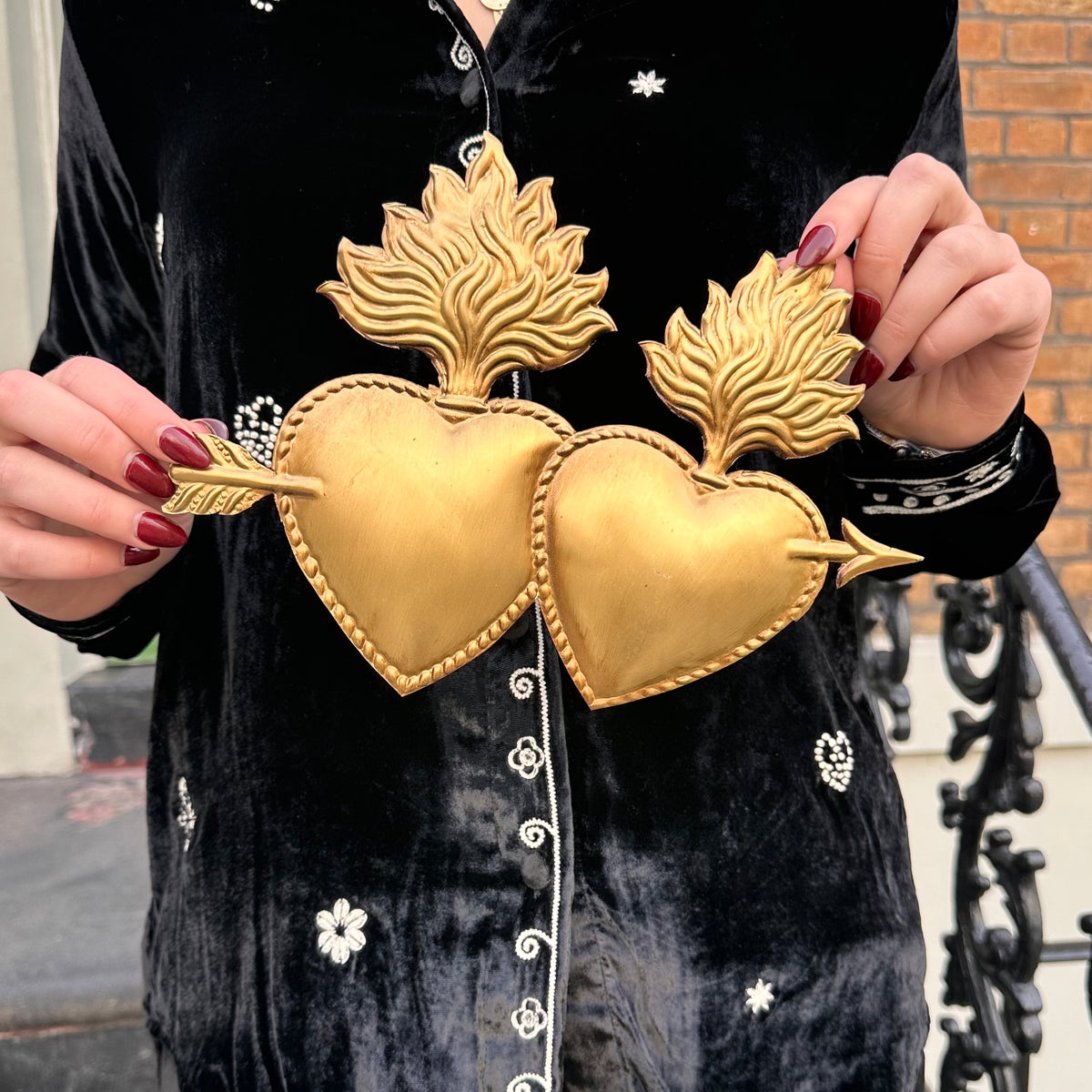 Boncoeurs Double Heart Ornament — The Cross