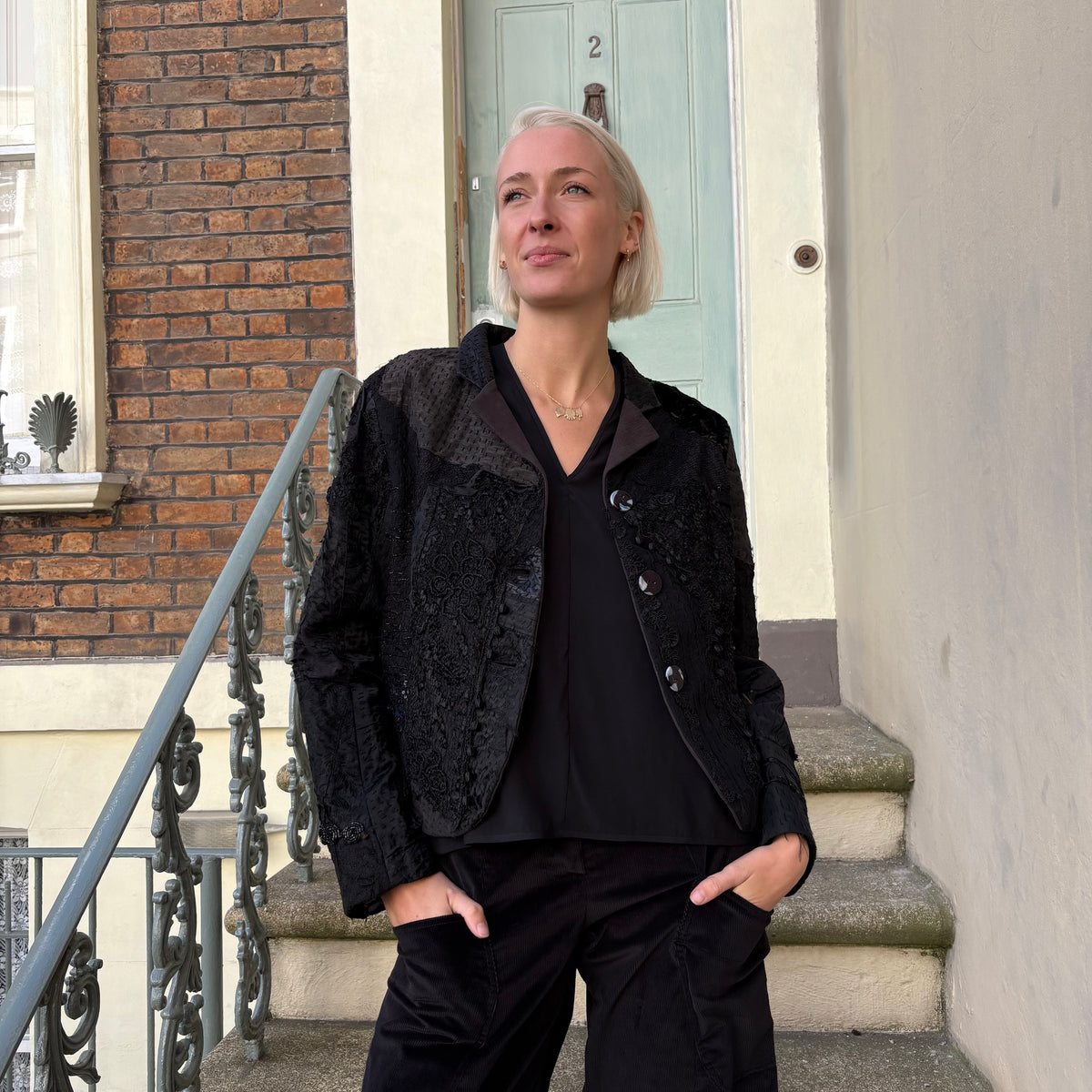 By Walid Rawan Black Victorian Embellished Jacket — The Cross