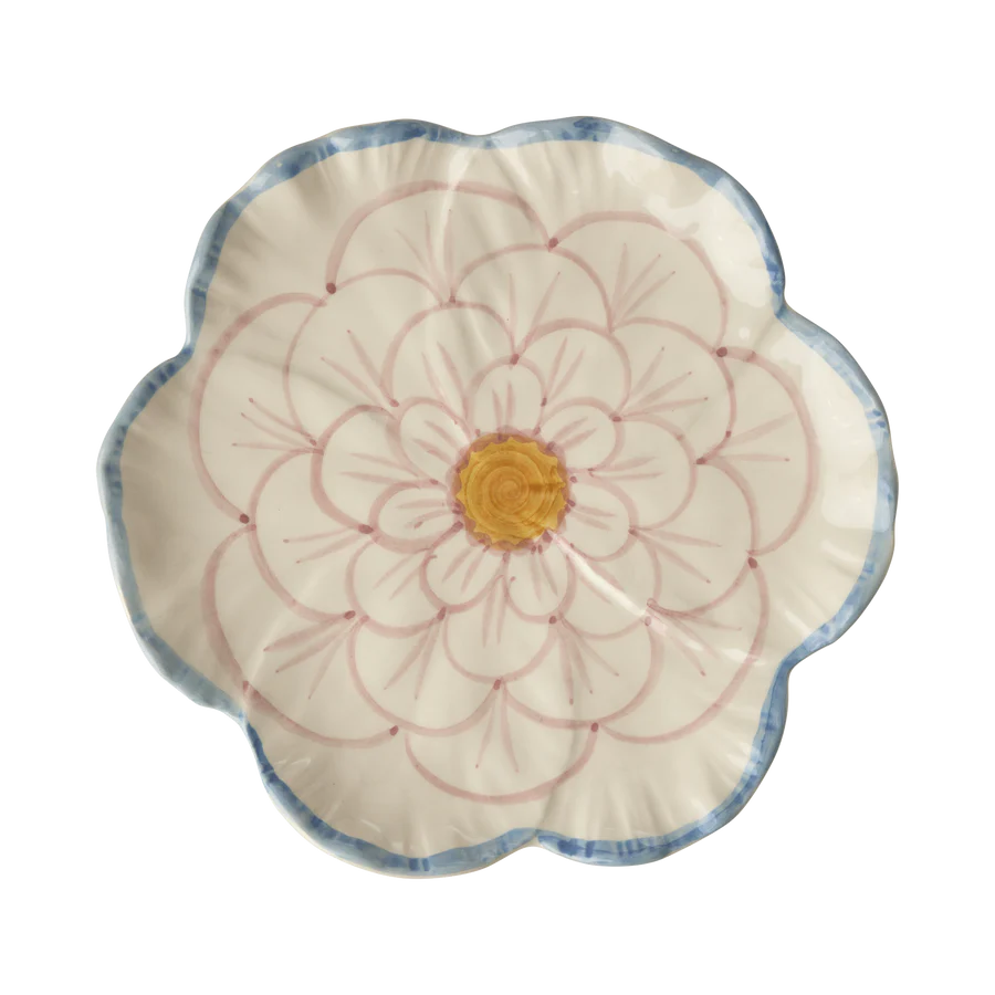 Ceramic Blue Flower Shape Plate — The Cross