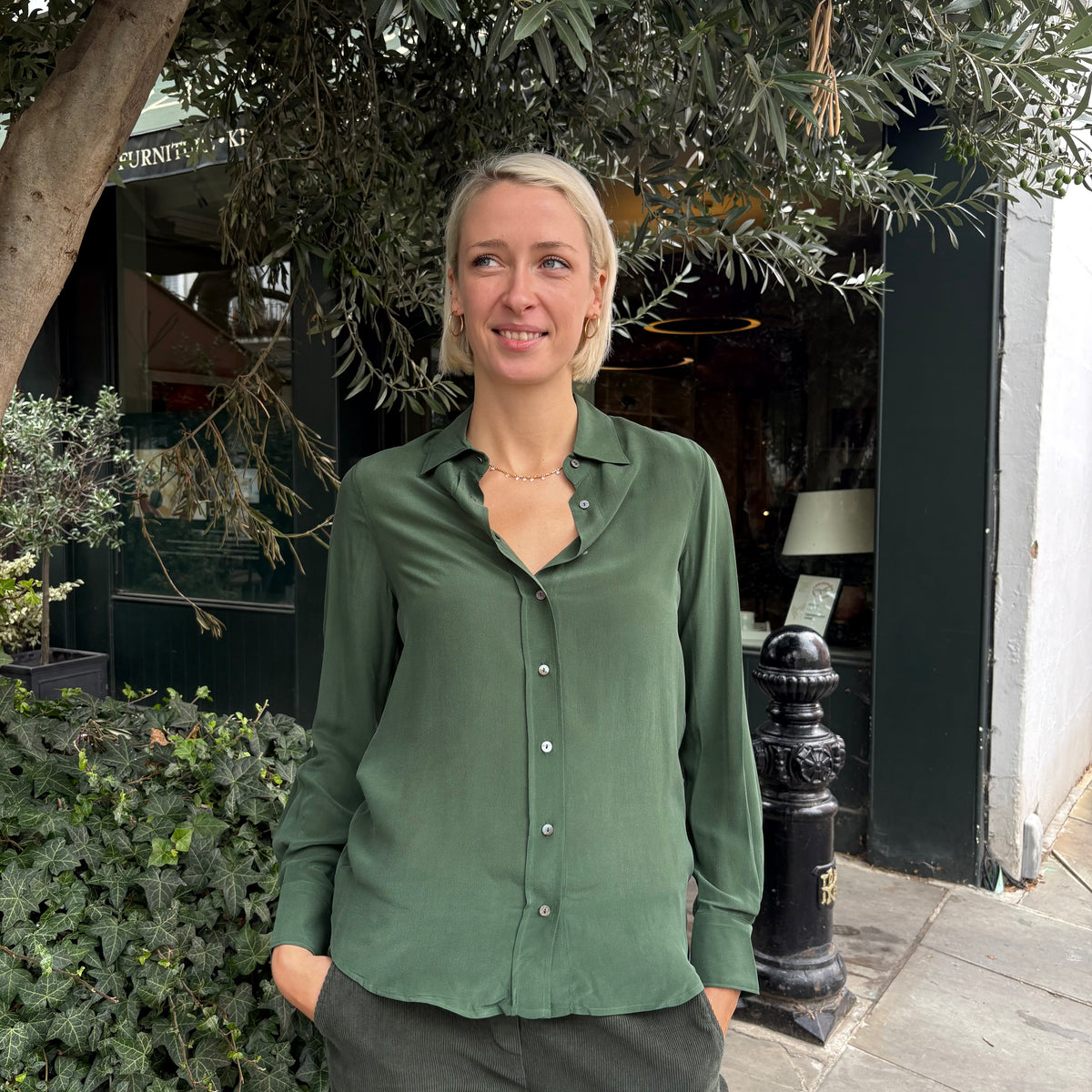 Diega Chaba Green Silk Shirt — The Cross