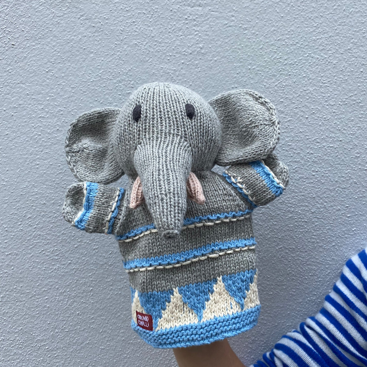 Chunki Chilli Grey Elephant Hand Puppet — The Cross