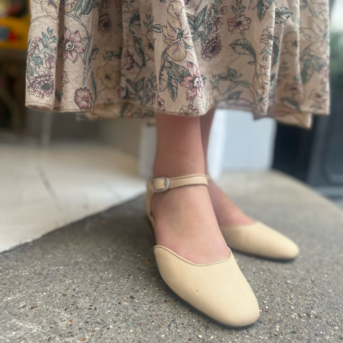 Le Monde Beryl Mary Jane Natural Linen Shoes — The Cross