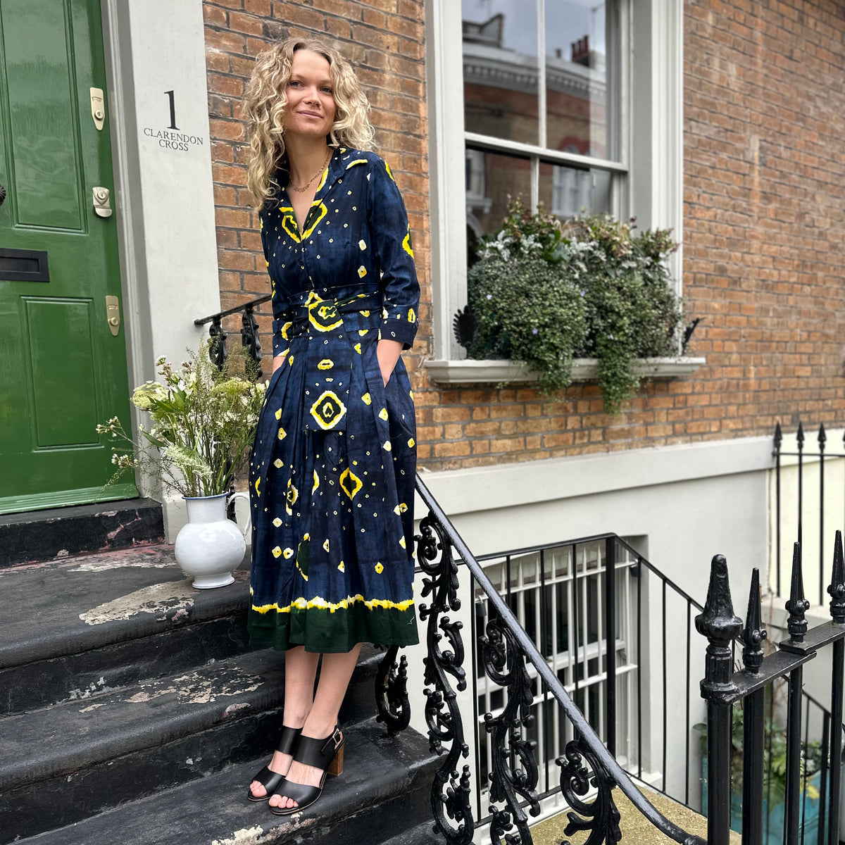 Samantha Sung Audrey Tahikistan Indigo and Green Dress — The Cross