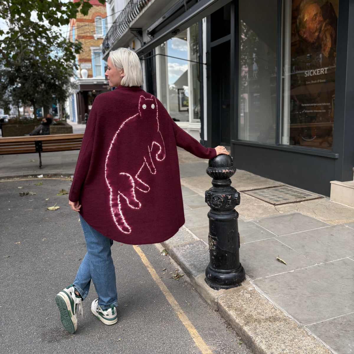 Suzusan Burgundy Cat Cape Cardigan — The Cross